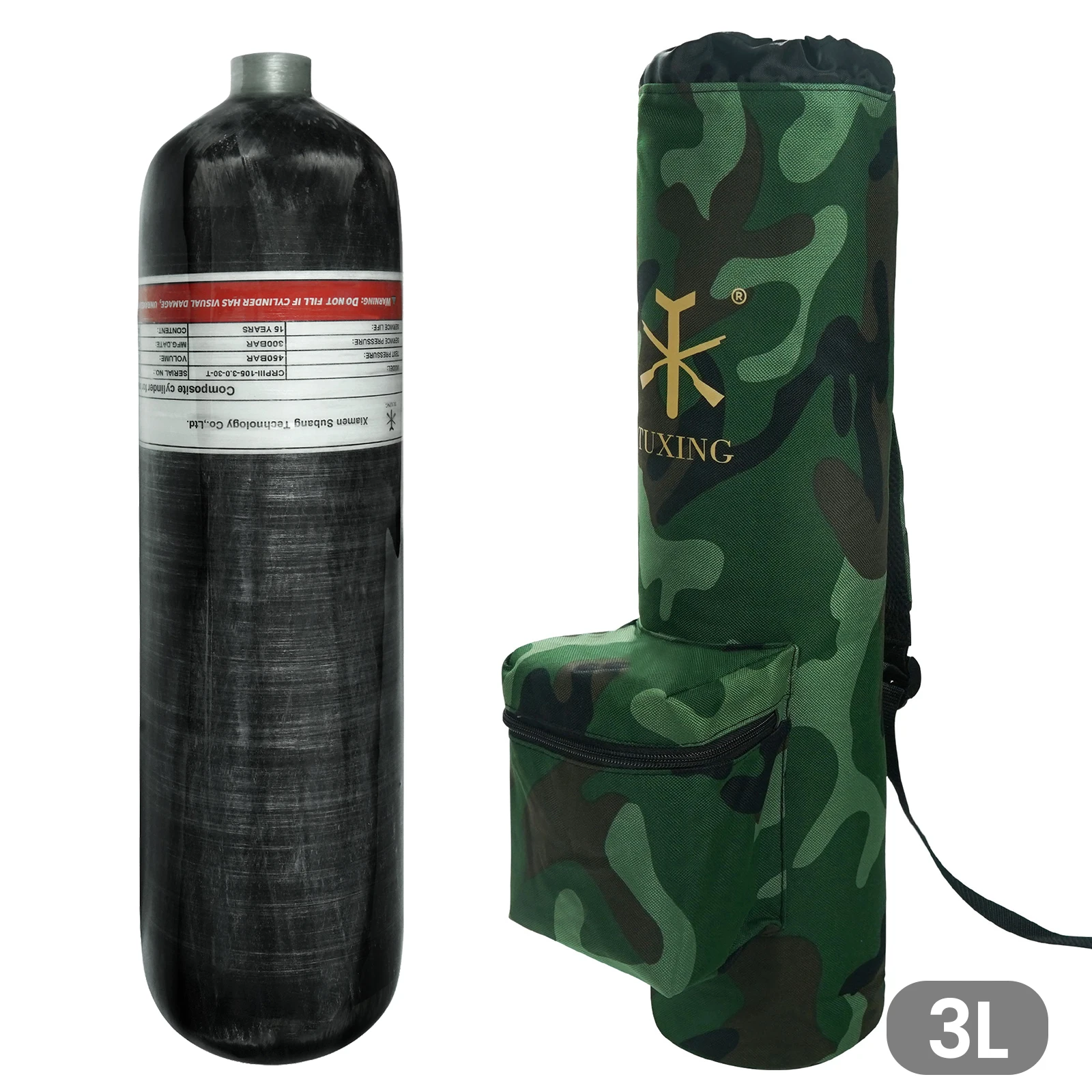 TUXING 4500PSI 3L Carbon Fiber Cylinder With Backpack HPA High Pressure ...