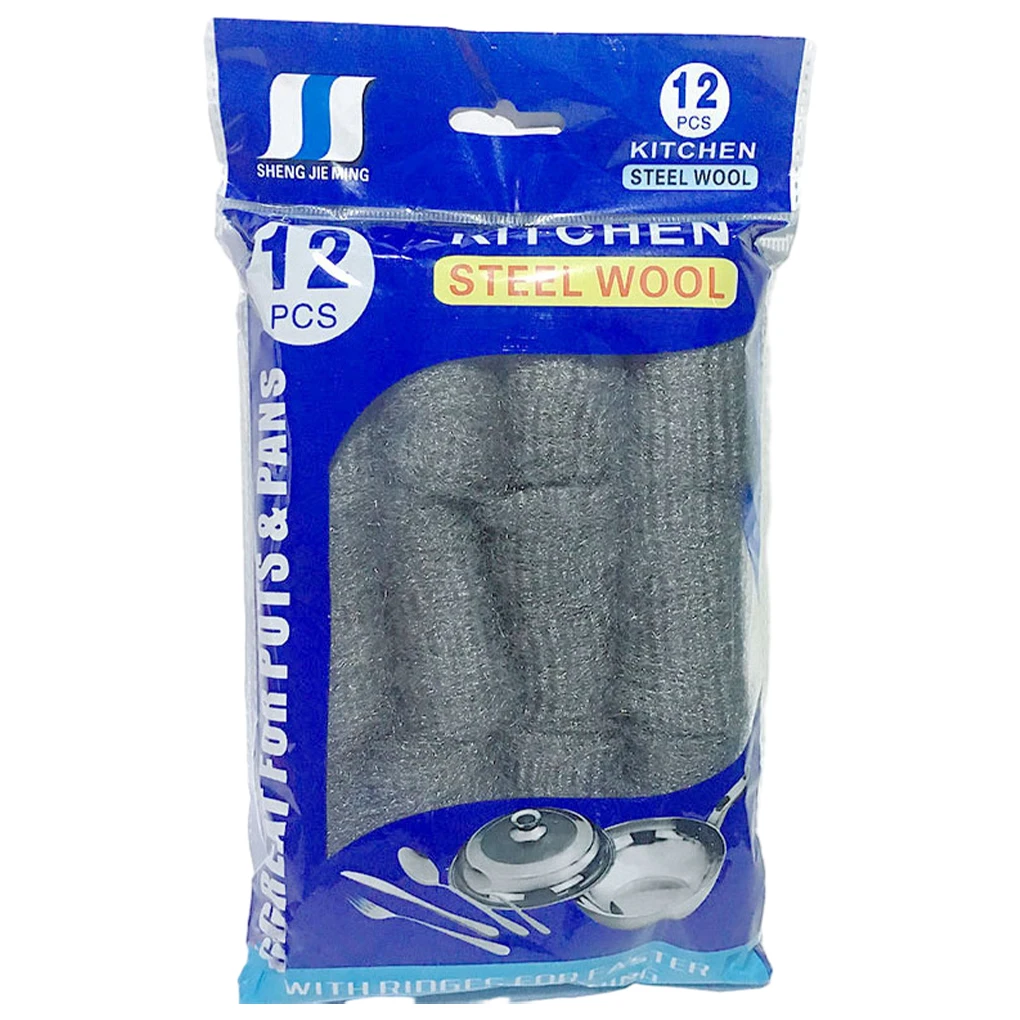 12pcs-Fine-Steel-Wool-Steel-Wool-Polishing-Cotton-Kitchen-Oil-Stain ...