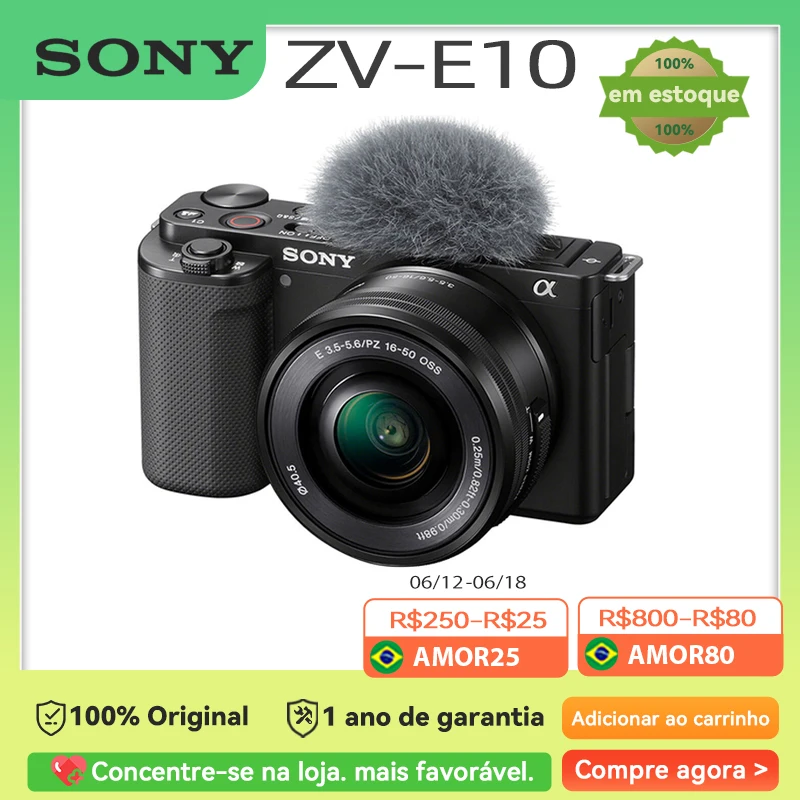 Sony-Alpha ZV-E10 E-Mount Mirrorless Camera, câmera digital Vlog com ...