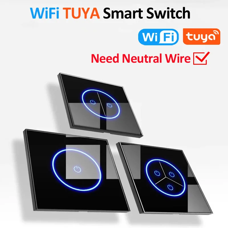 10A Tuya Wifi Smart Swich EU 1/2/3Gang Light Switch APP Remote Control ...