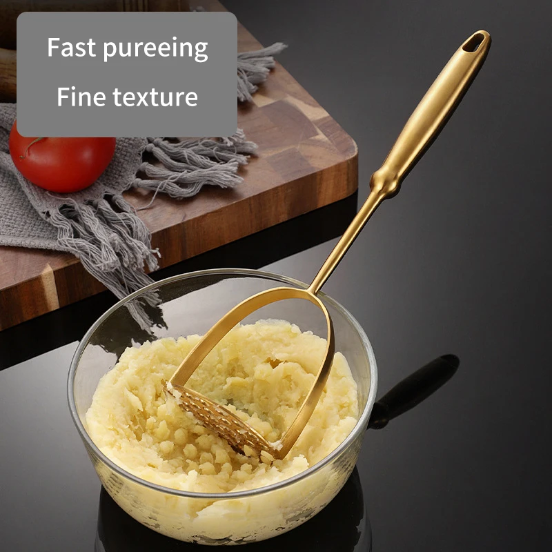 Gold Stainless Steel Pressed Potato Masher Ricer Smooth Mashed Manual ...