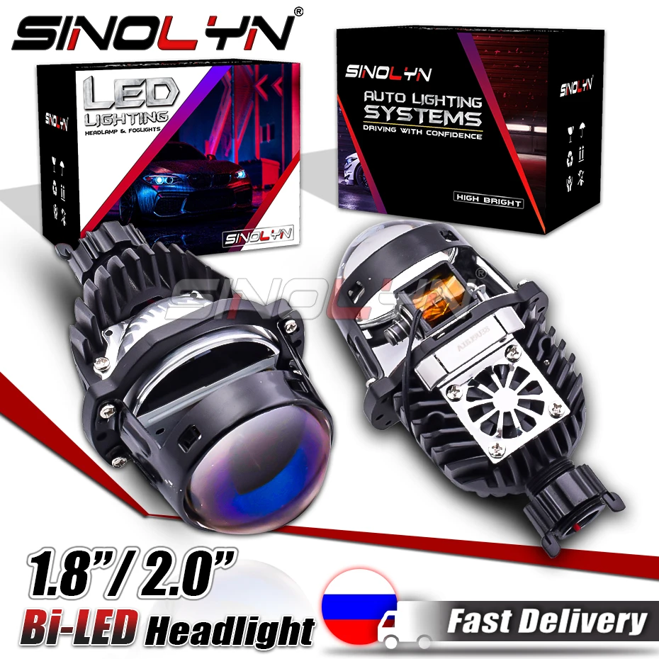 Sinolyn Bi Led Headlight Projector Lens For H1/h4/h7/9005/9006/9007 For Car Motorcycle Mini 1.8 ...