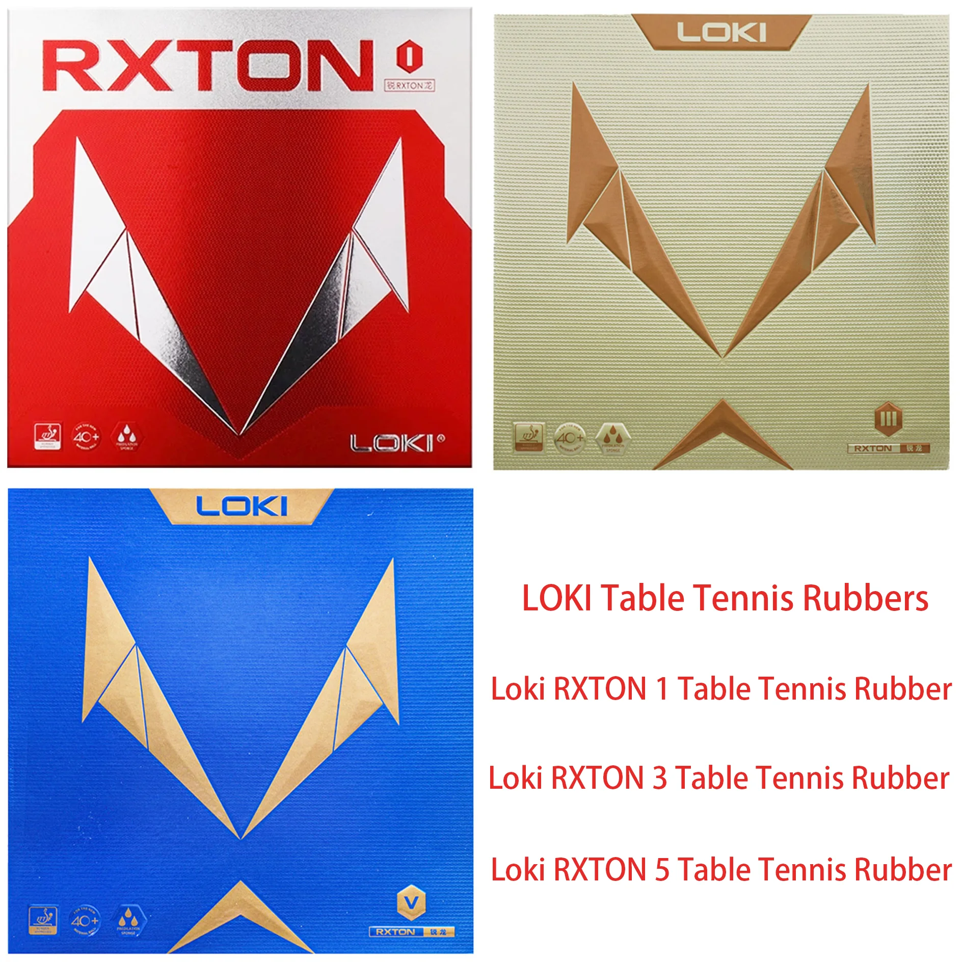 LOKI RXTON 시리즈 탁구 고무, ITTF 승인, 레드 핍, 단단한 끈끈한 탁구 고무 스폰지, 빠른 공격, 루프, 제어