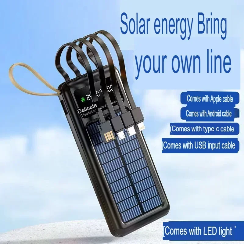 Solar-power-bank-30000mAh-with-built-in-cable-lightweight-and-large ...