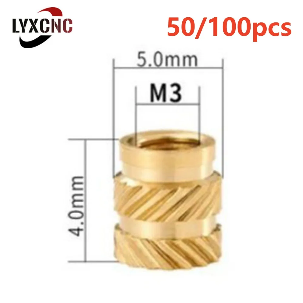 50-100pc-M3-M4-M3-5-4mm-Thread-Knurled-Brass-Threaded-Heat-Set-Heat ...