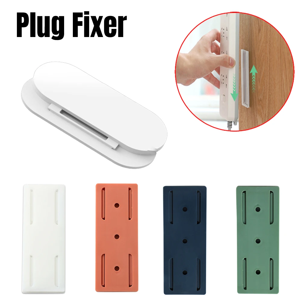 4/1pcs Wall Mounted Plug Fixer Punch free Socket Storage Holder ...