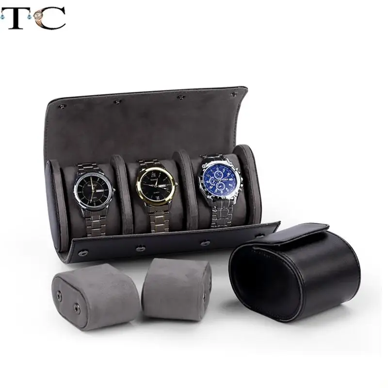High-Quality-Pu-Leather-Microfiber-Watch-Pillow-Storage-Box-Travel ...