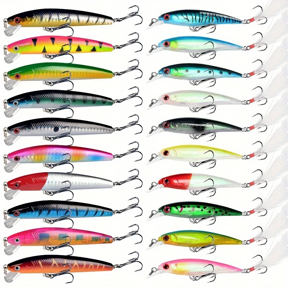 20Pcs Laser Minnow Artificial Hard Wobbler Fishing Lures Set with ...