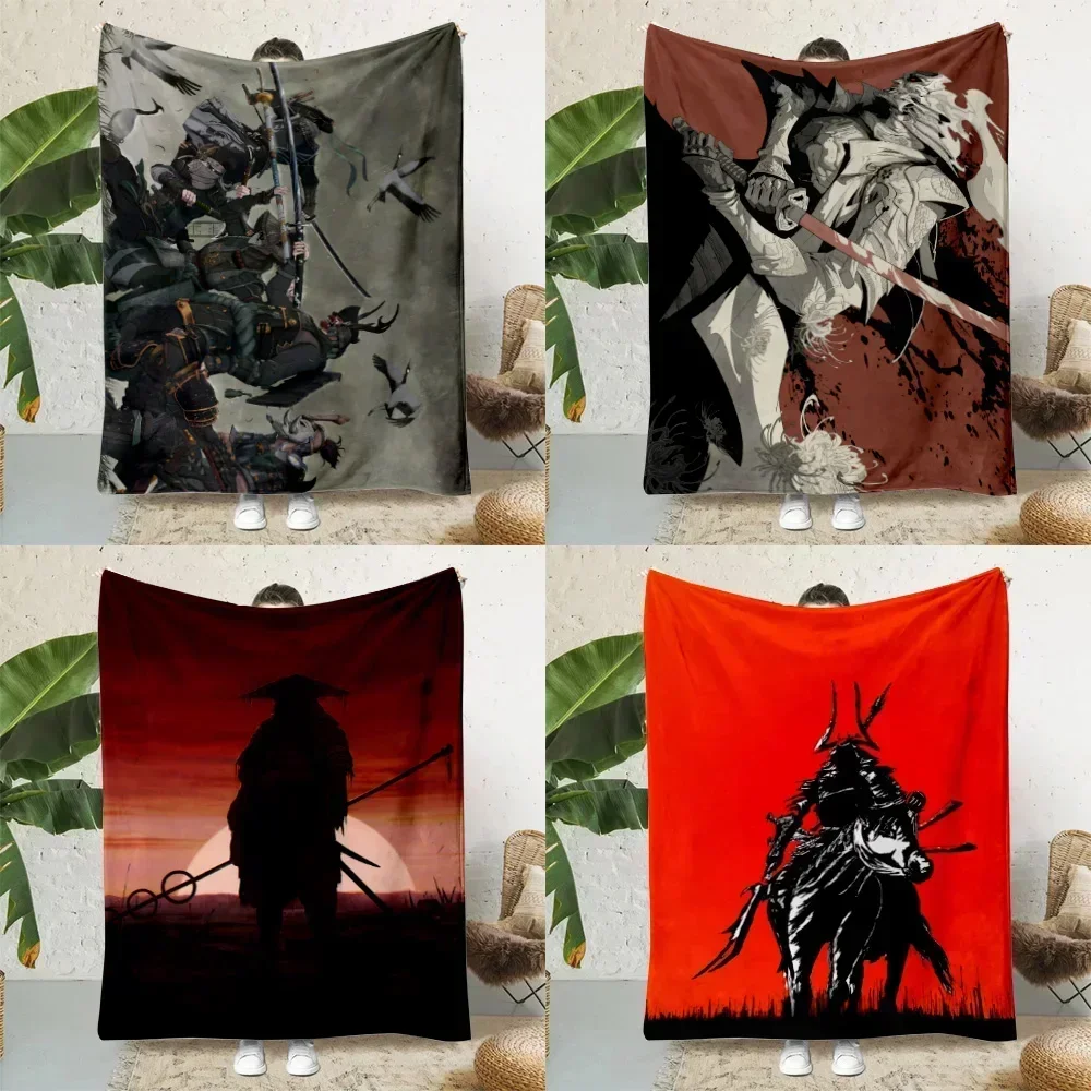 Japanese Samurai Art Print Throw Blanket Soft Warm Perfect for Home ...
