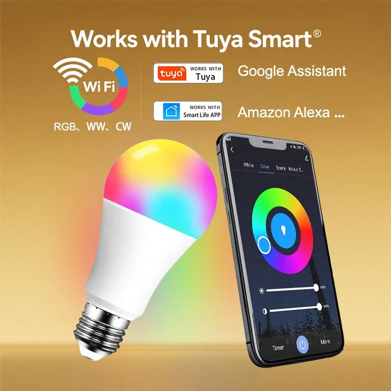 Tuya Wifi BLE Smart Led Light Bulb Alexa Led Lamp E27 RGB 85-265V Smart ...