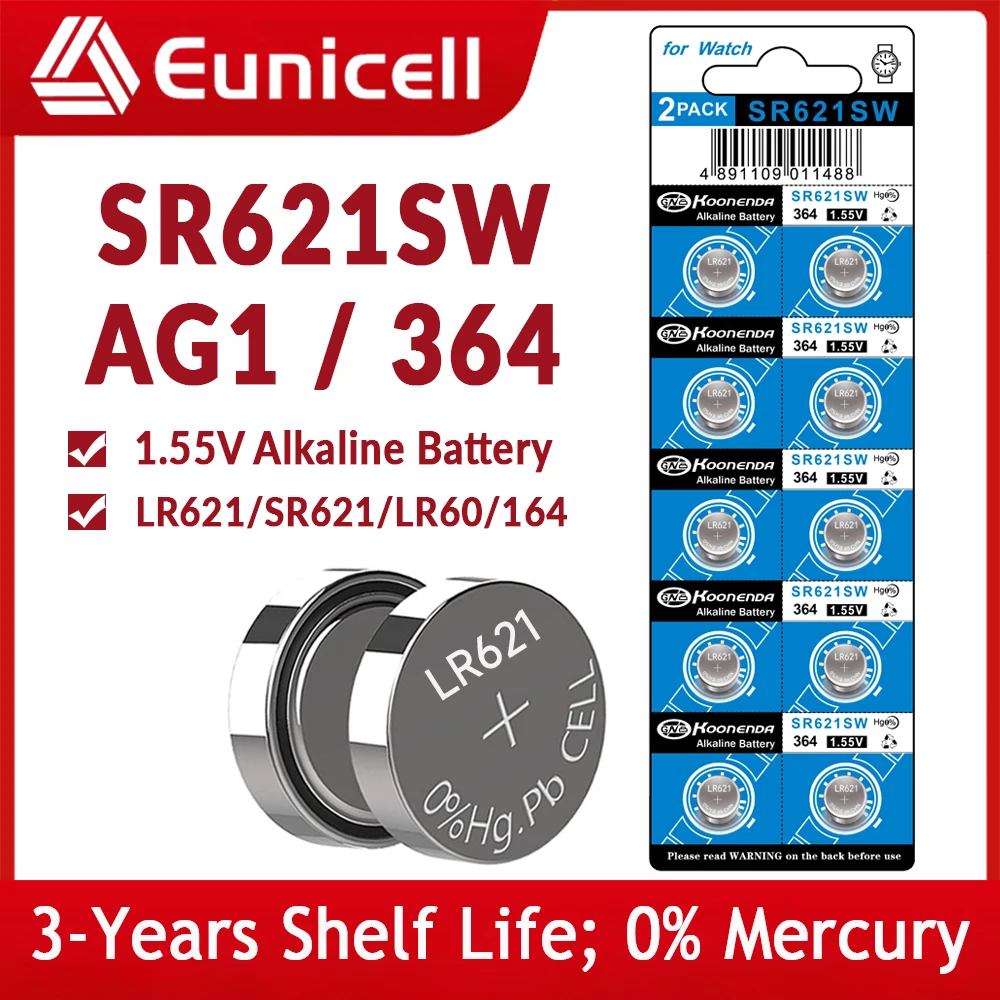EUNICELL-10PCS-50PCS-AG1-364A-LR60-SR60-LR621-SR621-SR621SW-364-164 ...