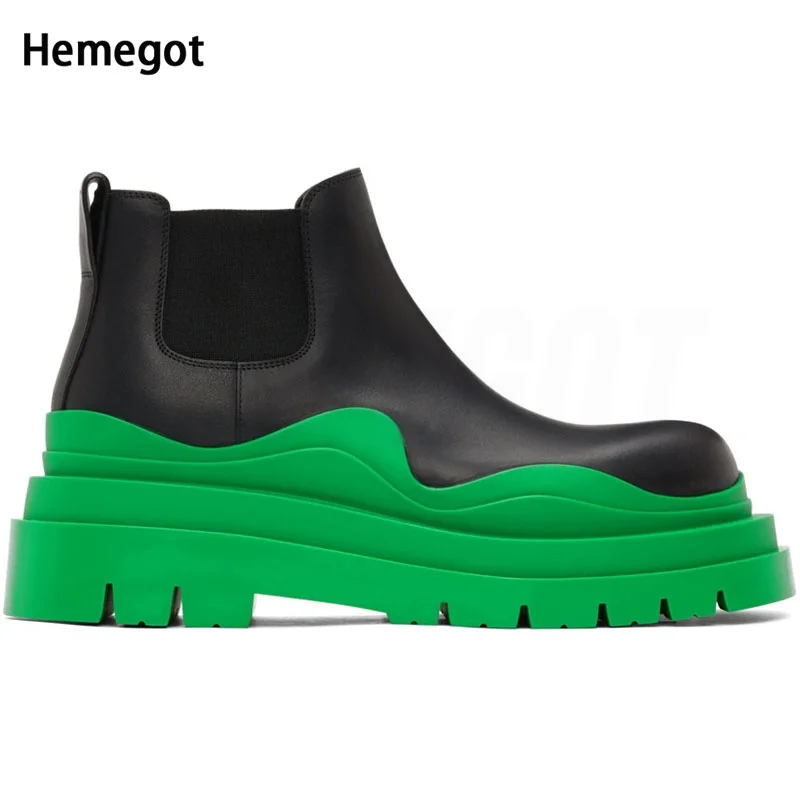 Platform-Heightened-Thick-Bottom-Men-s-Leather-Ankle-Boots-Round-Toe ...