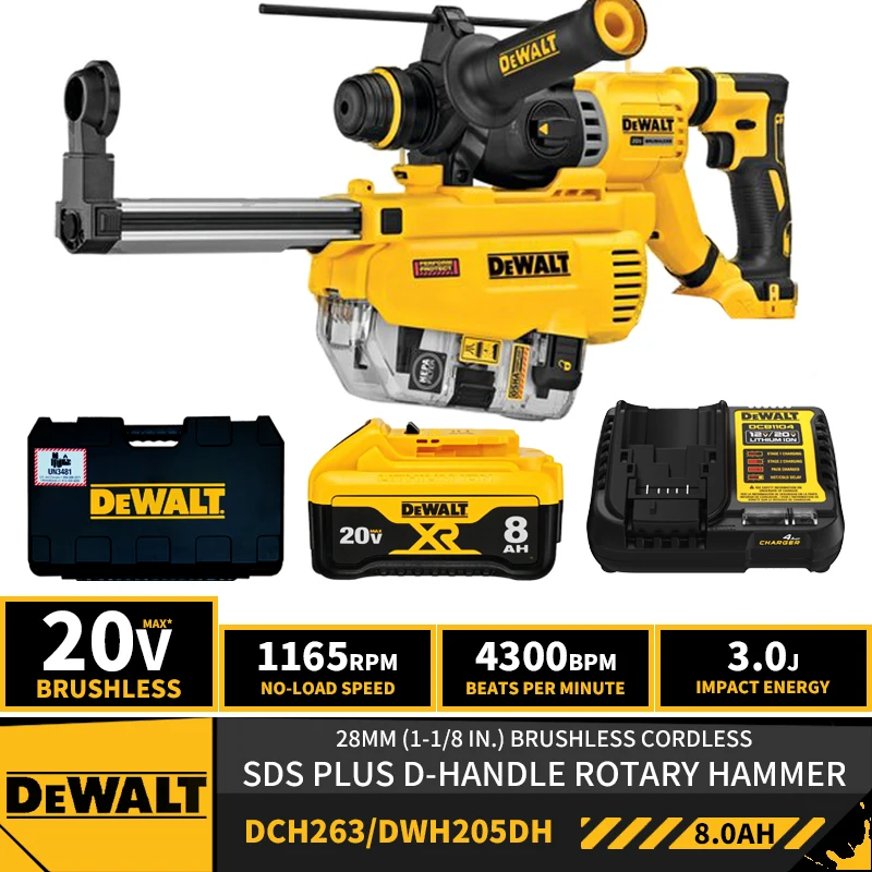 DEWALT DCH263 Kit 28MM 1-1/8in sem escova sem fio SDS D-Handle martelo ...