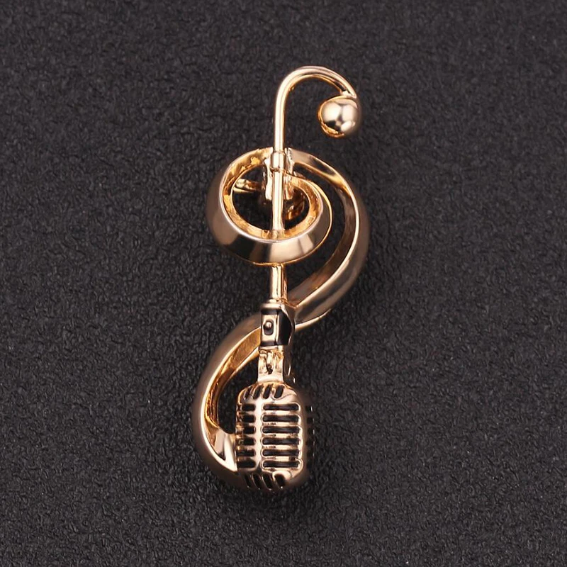 Microphone Note Microphone Brooches Alloy Gold Color For For Women ...