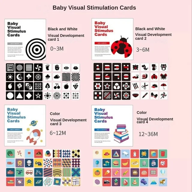 Montessori Baby Visual Stimulation Card Toy Black White Flash Cards ...