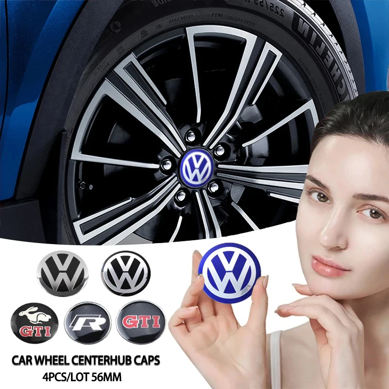 4Pcs-56mm-Car-Emblem-Wheel-Center-Hub-Cap-Stickers-For-VW-GTI-R-Line ...