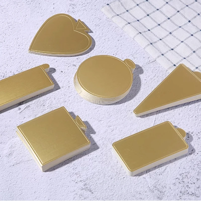 100PCS-Mini-Cake-Boards-Golden-Cardboard-Mousse-Cake-Base-Round-Square ...