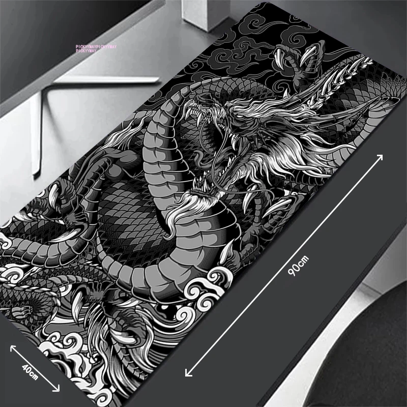Mouse Pad Dragon White | Black Mousepad Gamer L | Mouse Pad Black White ...