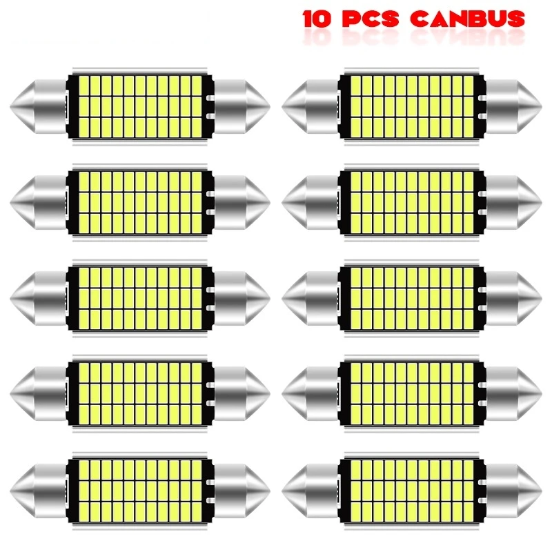 10x C10W C5W LED Festoon 31mm 36mm 39mm 41mm LED Bulb Car Interior Dome Reading Light Super ...