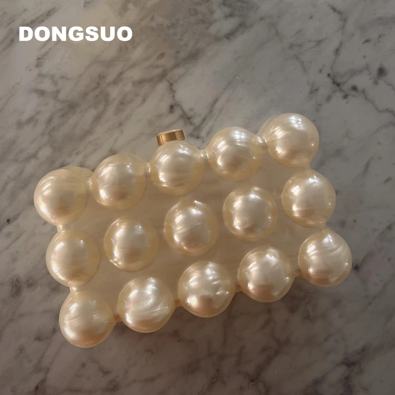 Women Acrylic bubble Clutch Bag For Wedding Party Luxury ivory Box ...