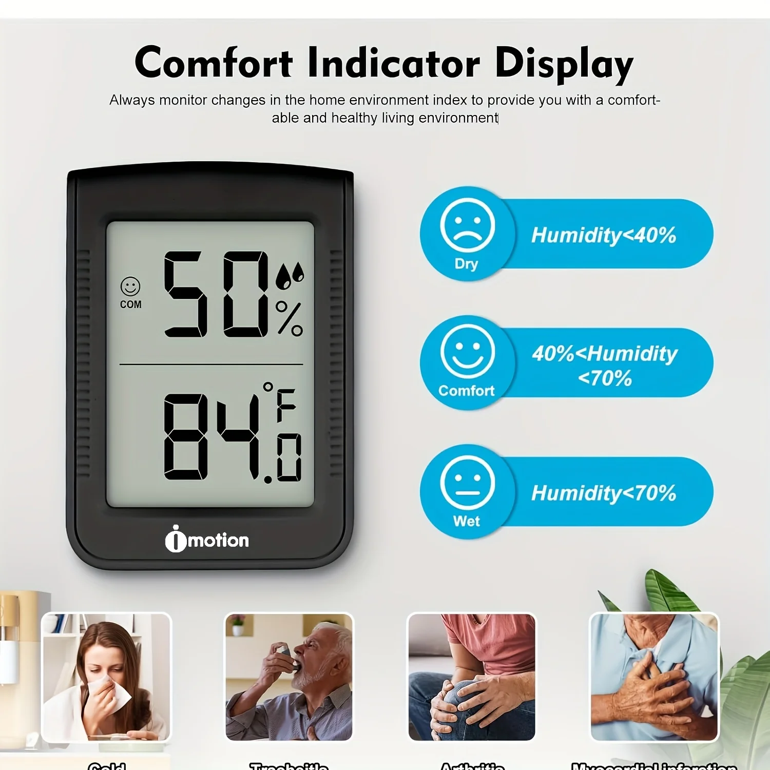 Digital Hygrometer Thermometer LCD Temperature & Humidity Monitor with ...