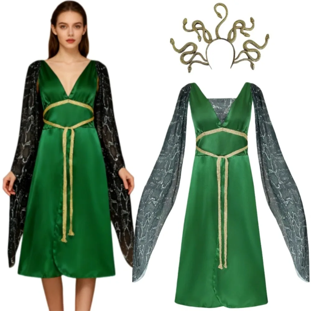 Green Snake Goddess Dress - Greek Mythology Medusa Costume for Women ...