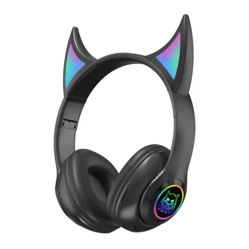Devil-Ear-Wireless-Headphones-com-microfone-Fone-Glow-Light-Stereo-Bass ...