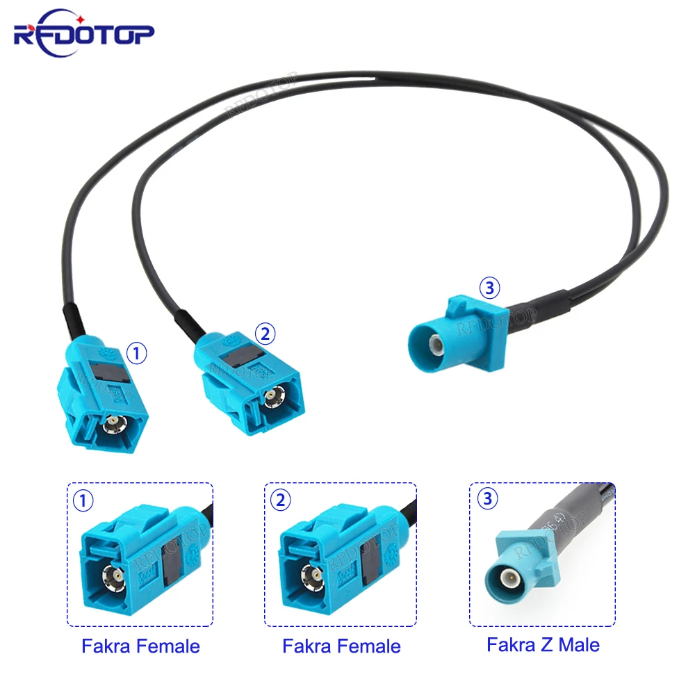 1Pcs RG-174 Fakra Z Male to 2x Fakra Z Female Jack Connector RG174 Y ...