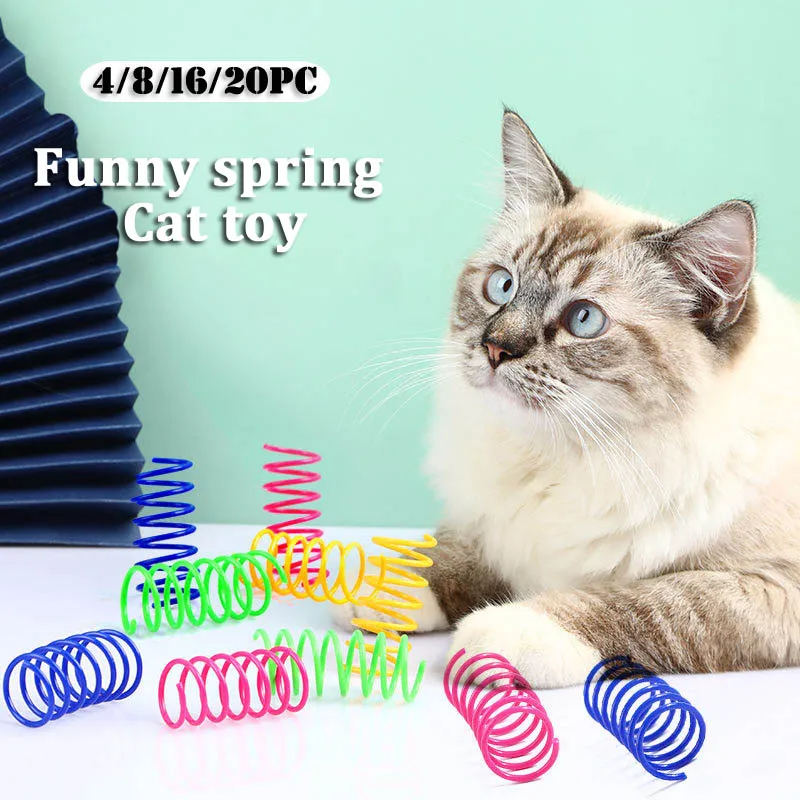 Funny Spring Cat Toy Colorful Coil Spiral Springs Chasing Interaction ...
