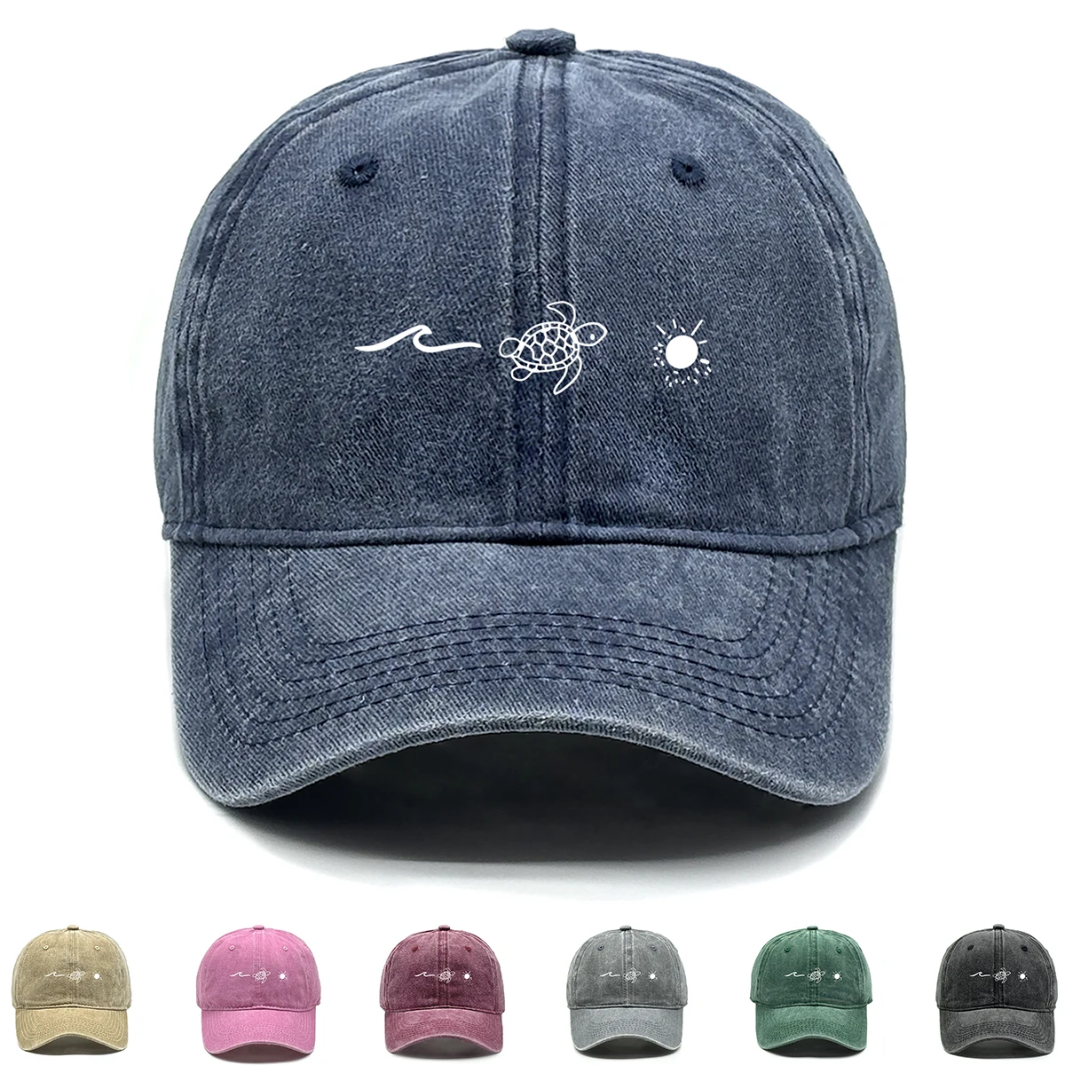 Waves Turtle Sun Print Unisex Snapback Baseball Hat Sports Hat All ...