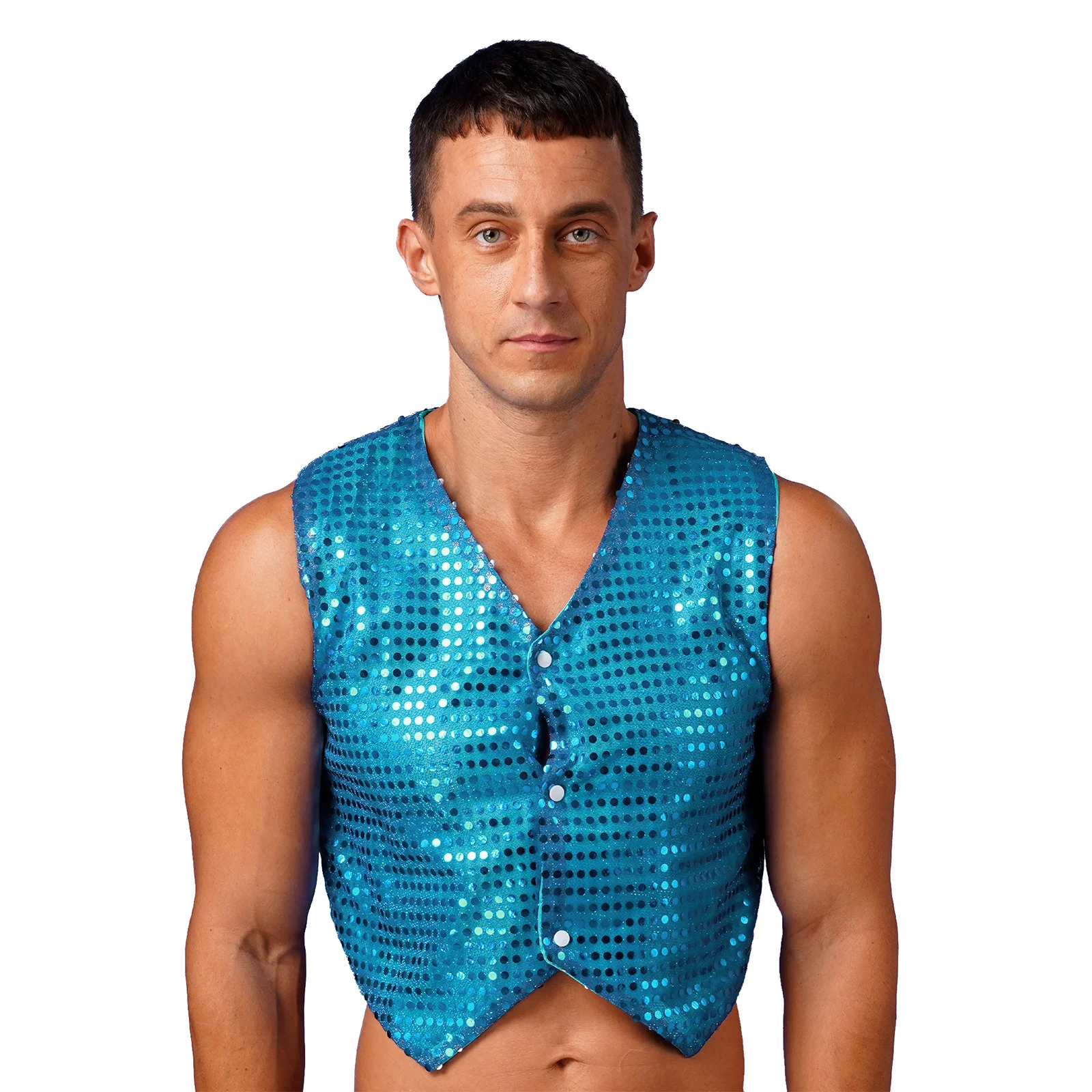 Mens-Glittery-Sequins-Disco-Rave-Vest-Tops-Jazz-Latin-Modern-Dance ...
