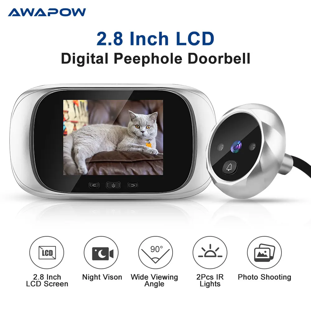 Awapow-Sonnette-num-rique-avec-cran-LCD-de-2-8-pouces-grand-angle-de ...