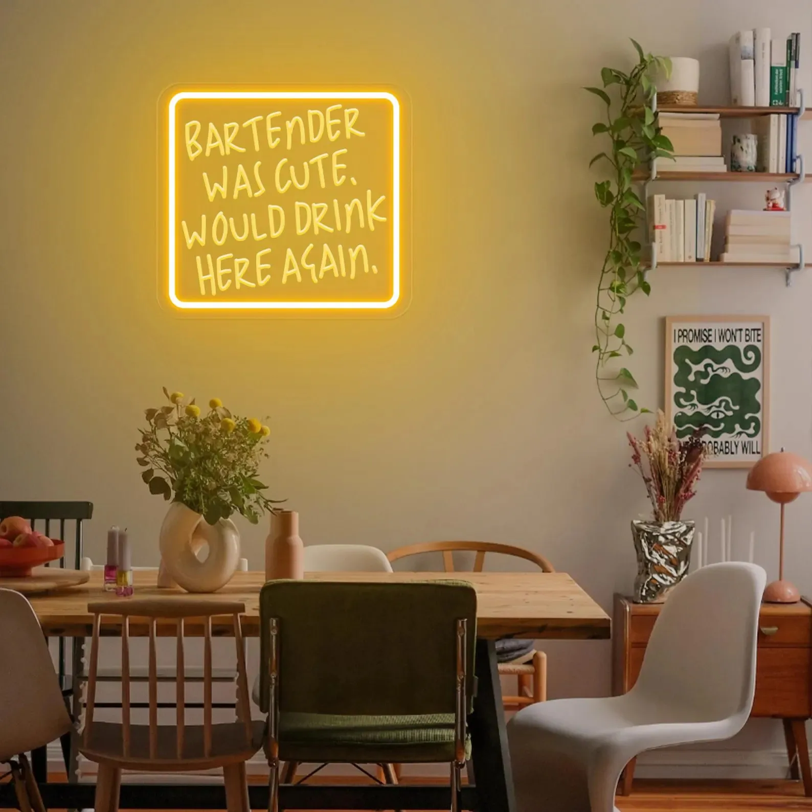 Neon Sign Bartender น่ารักจะดื่มที่นี่อีกครั้ง, รถเข็นบาร์สุนทรียศาสตร์ ...