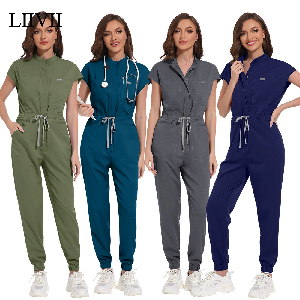 Fashion Bodysuit High-End Work Clothes Medical Doctor Jumpsuits Short ...