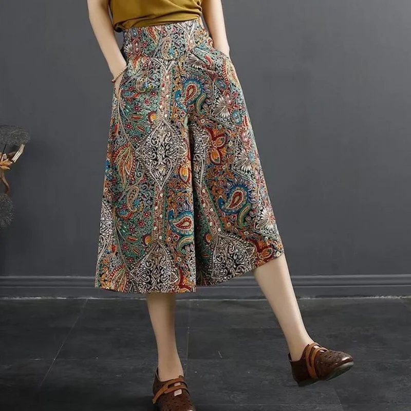 Summer-Wide-Leg-Pants-Women-s-Breathable-Fashion-Calf-Length-Pants ...