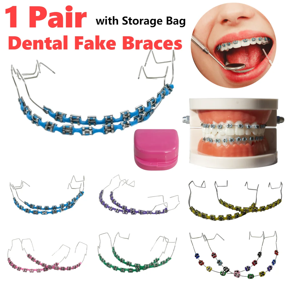 1 Pair Temporary Tooth Decoration Dental Fake Braces with Metal Wires ...