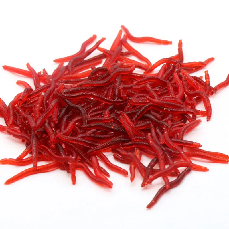 100pcs-Lifelike-Red-Worm-Soft-Lure-4cm-Silicone-Artificial-Bait-Fishy ...