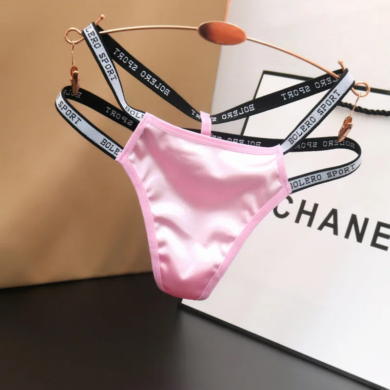 Ropa-interior-Sexy-de-seda-satinada-para-mujer-bragas-caladas-lisas-de ...