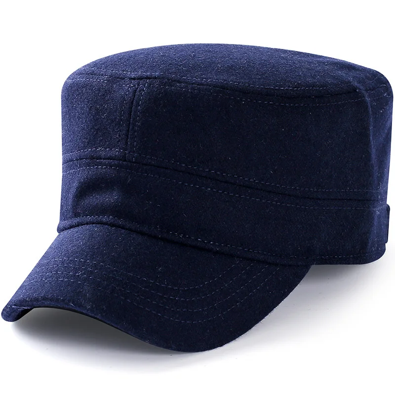 Dad-Winter-Back-Closed-Felt-Flat-Top-Cap-Old-Man-Outdoors-Keep-Warm ...