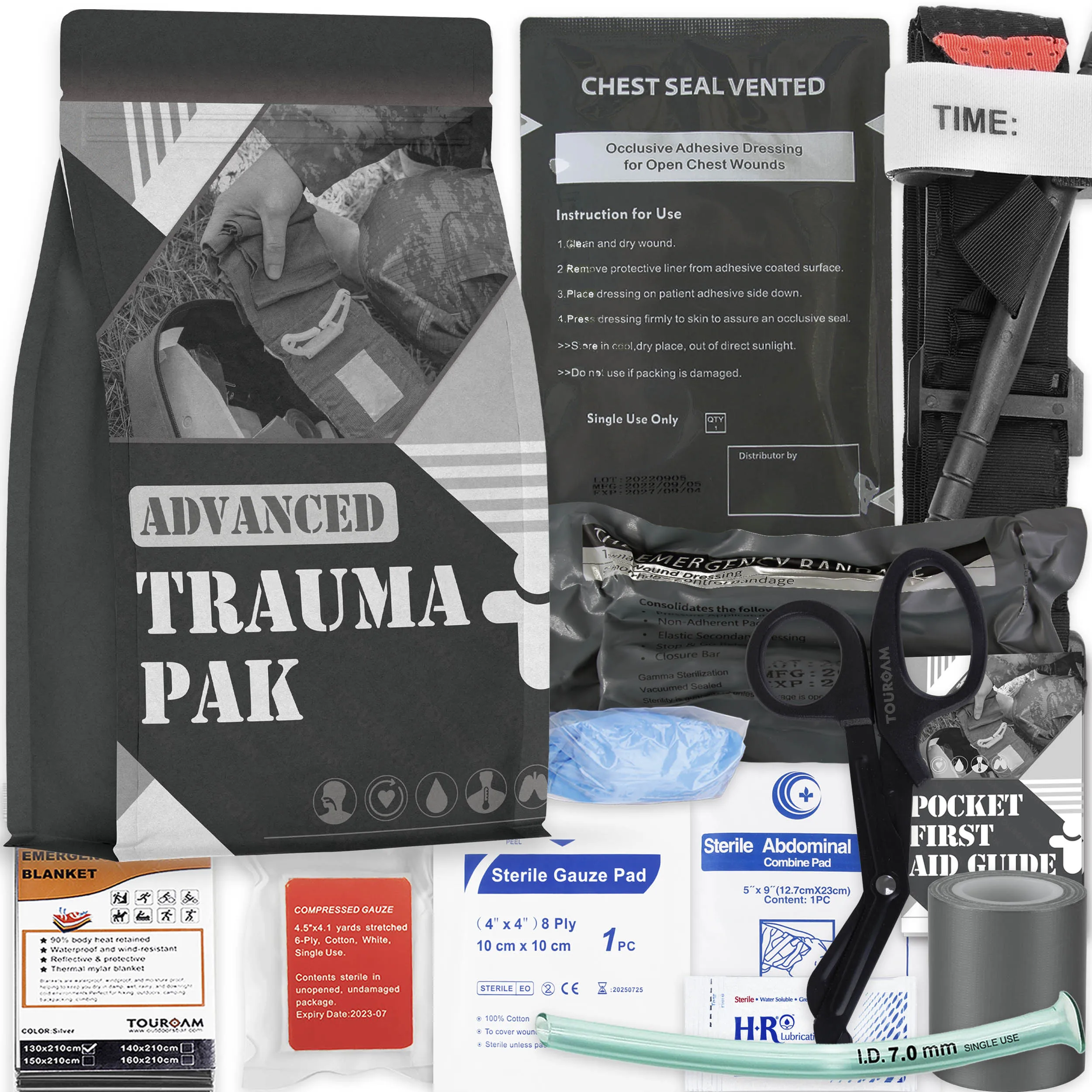 TOUROAM-Tactical-Military-IFAK-Trauma-First-Aid-Kit-Refill-Emergency ...