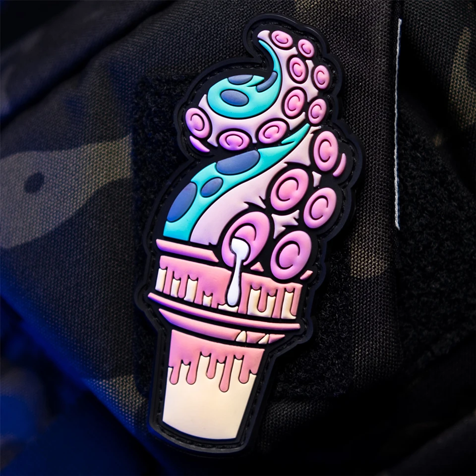 Octopus-Ice-Cream-3D-PVC-Patches-Military-Outdoor-Tactical-Badges-for ...