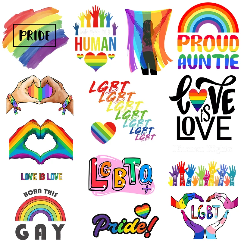 Gay-Pride-Lgbt-Iron-On-Transfers-For-Clothing-Thermoadhesive-Patches ...
