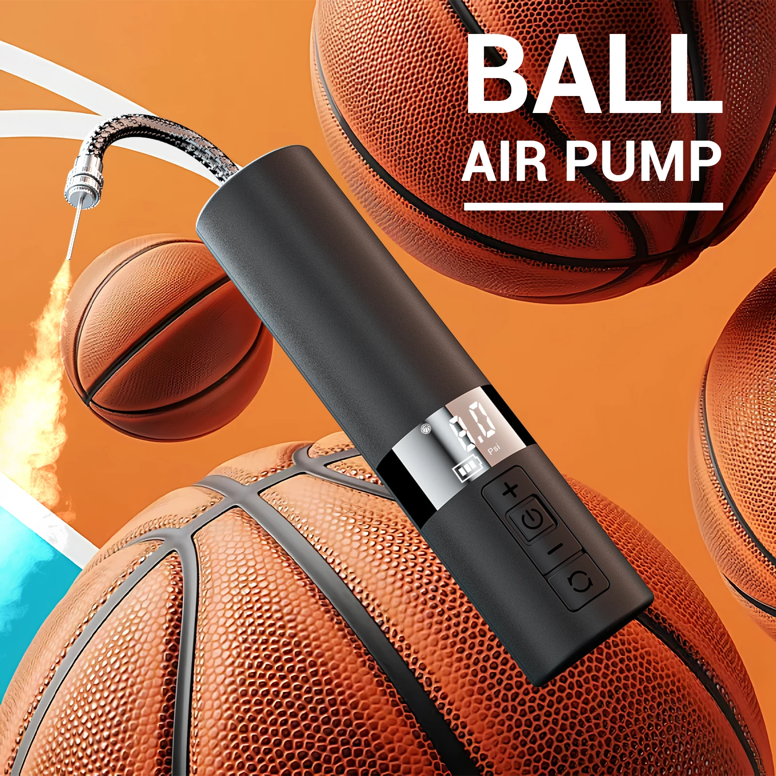 12PSI Air Pump Portable Electric Ball Pump Inflator with LCD Display ...