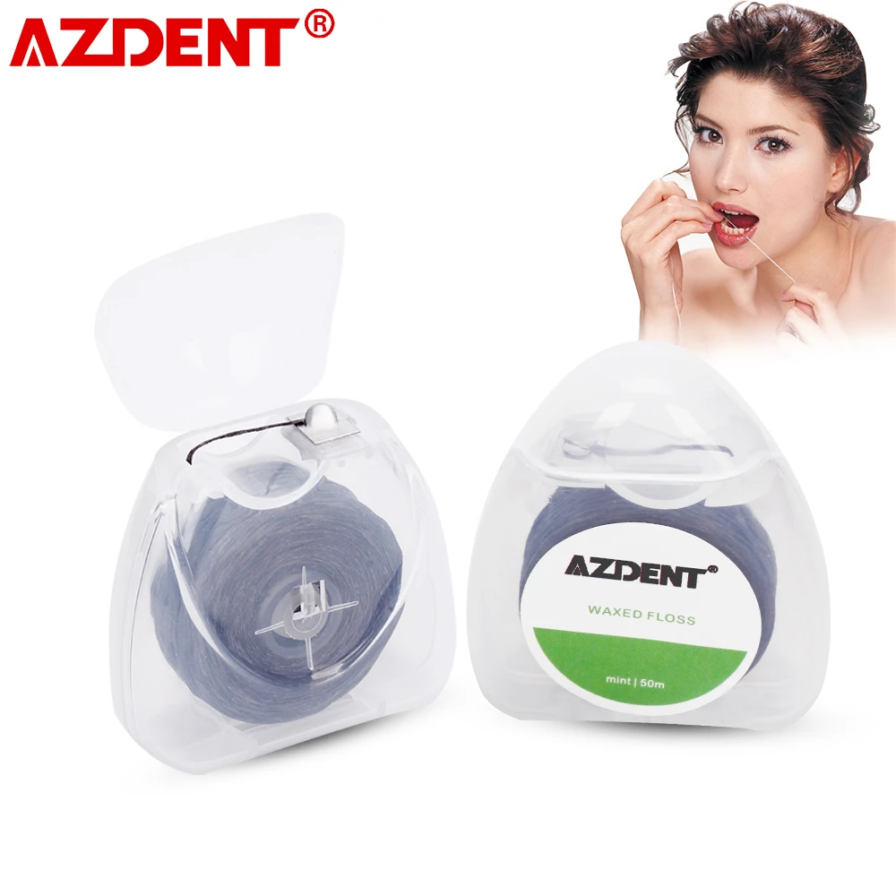 AZDENT-50m-Bamboo-Charcoal-Dental-Flosser-Toothpick-Mint-Flavor-Built ...