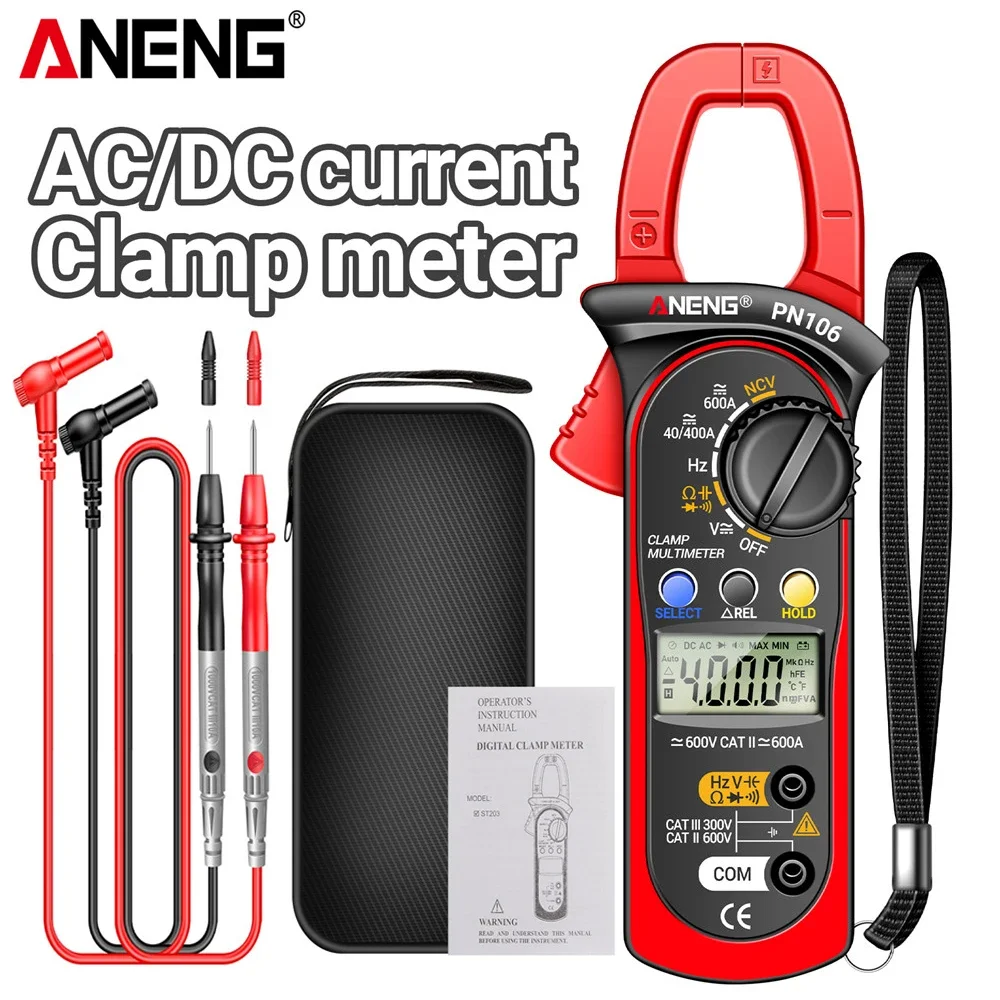 ANENG-PN106-4000-Counts-Clamp-Meter-AC-DC-Ammeter-Voltmeter-Electric ...