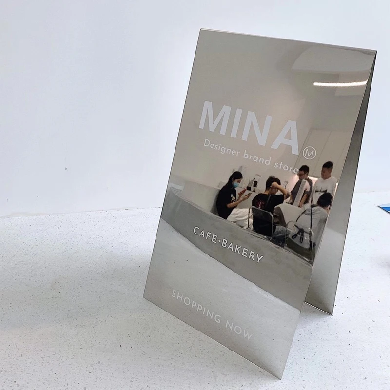 Mirror stainless steel display sign, floor standing sign billboard ...