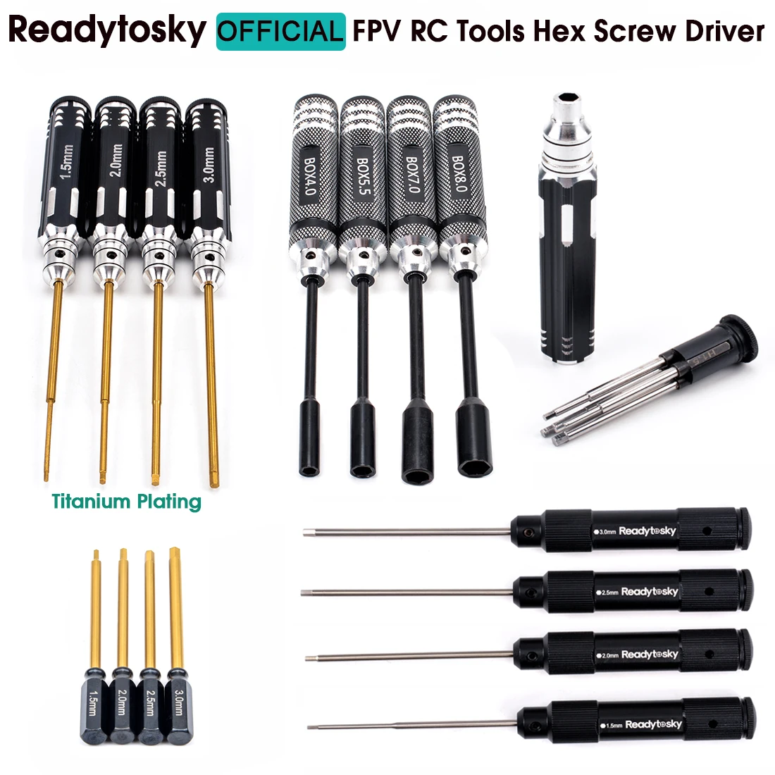 FPV RC Tools Hex Screw Driver 1.5 2.0 2.5 3.0mm Titanium Plating ...
