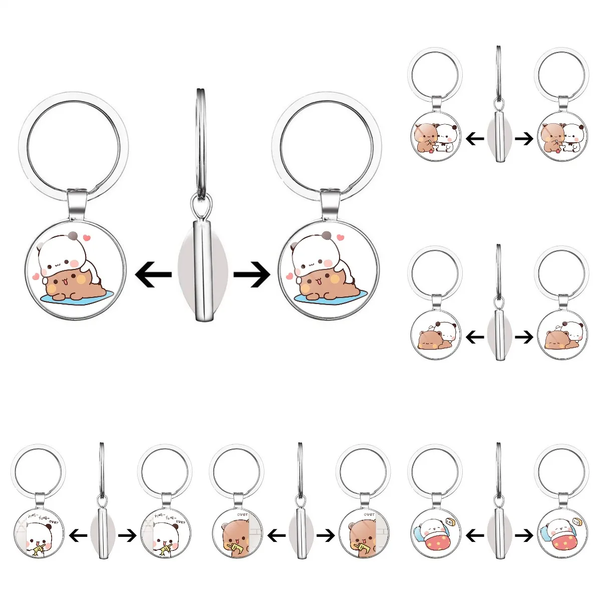 Cartoon Milk Mocha Bear Bookand Doodle Keychain Classic Double Sided ...