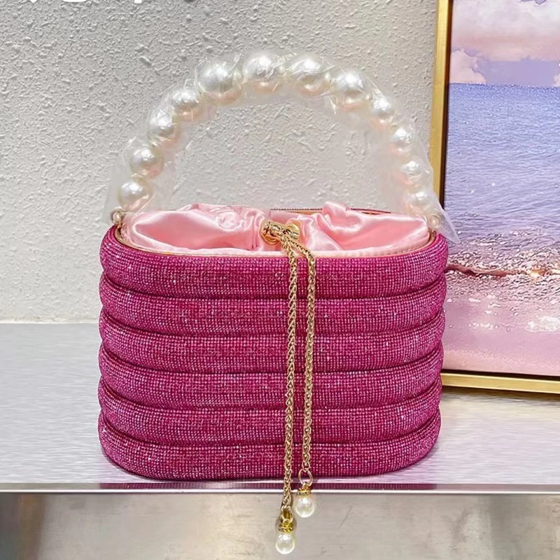 Lady-Fushia-Pink-Blue-Purple-Stones-Tote-Bag-summer-Rhinestone-Small ...