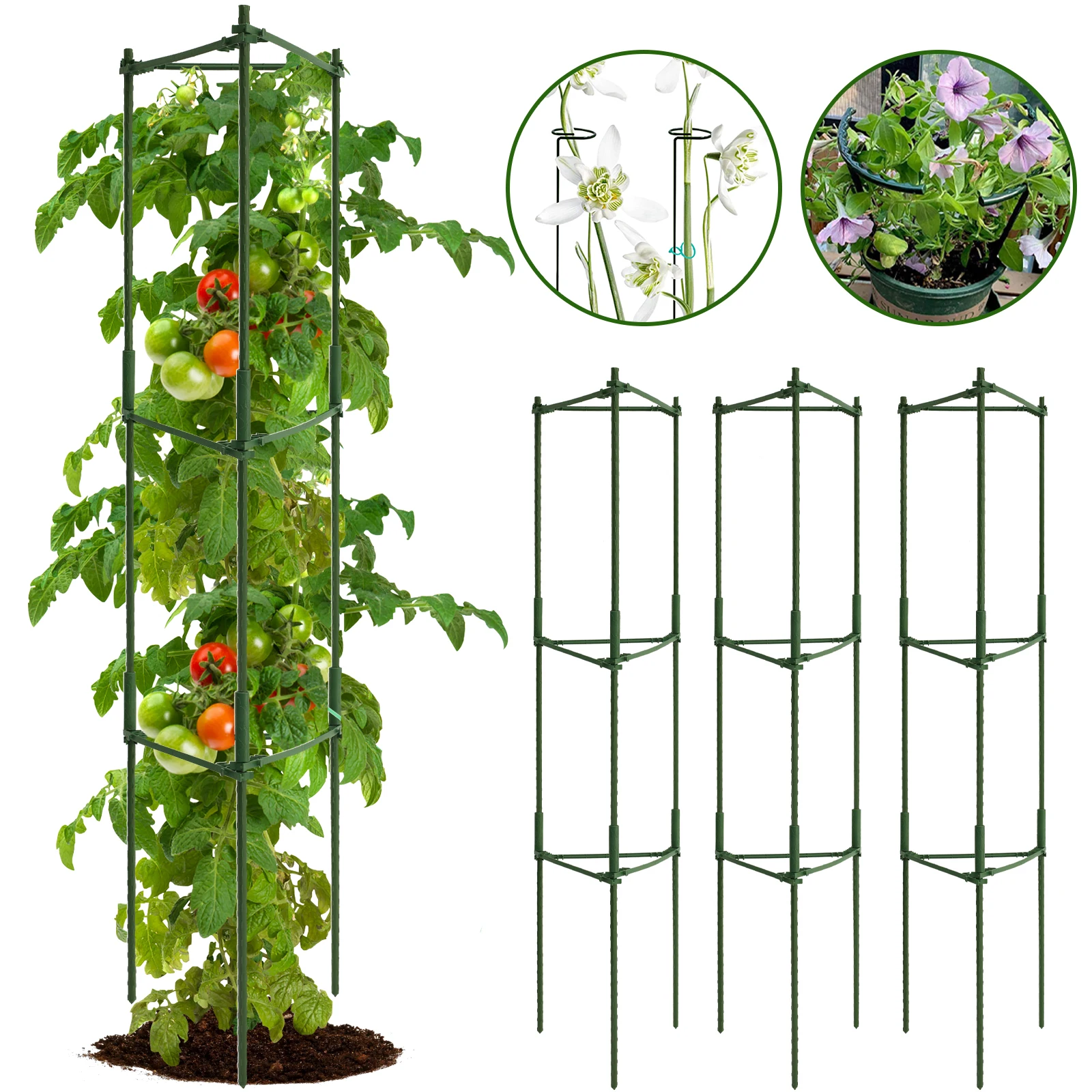 Plant-Support-Cage-120cm-Plastic-Column-Vine-Plant-Stand-Potted-Flower ...